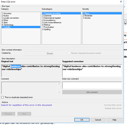 LQA module - Translators portal